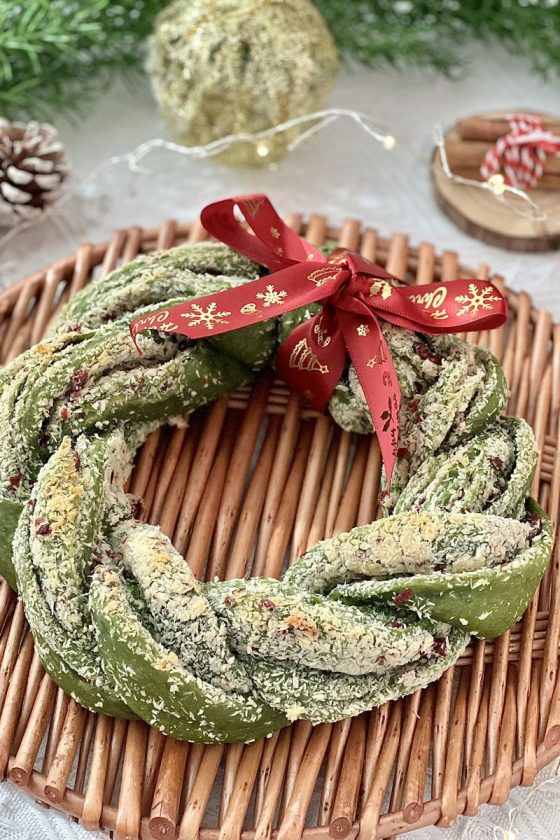 Matcha Christmas Wreath Bread - Niko Neko Matcha